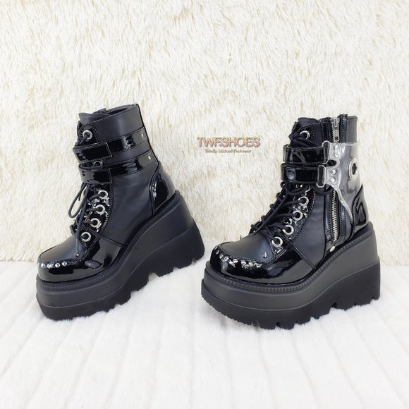 Demonia | Shoes | Shaker Goth Punk Rave Platform Wedge Ankle Boots ...